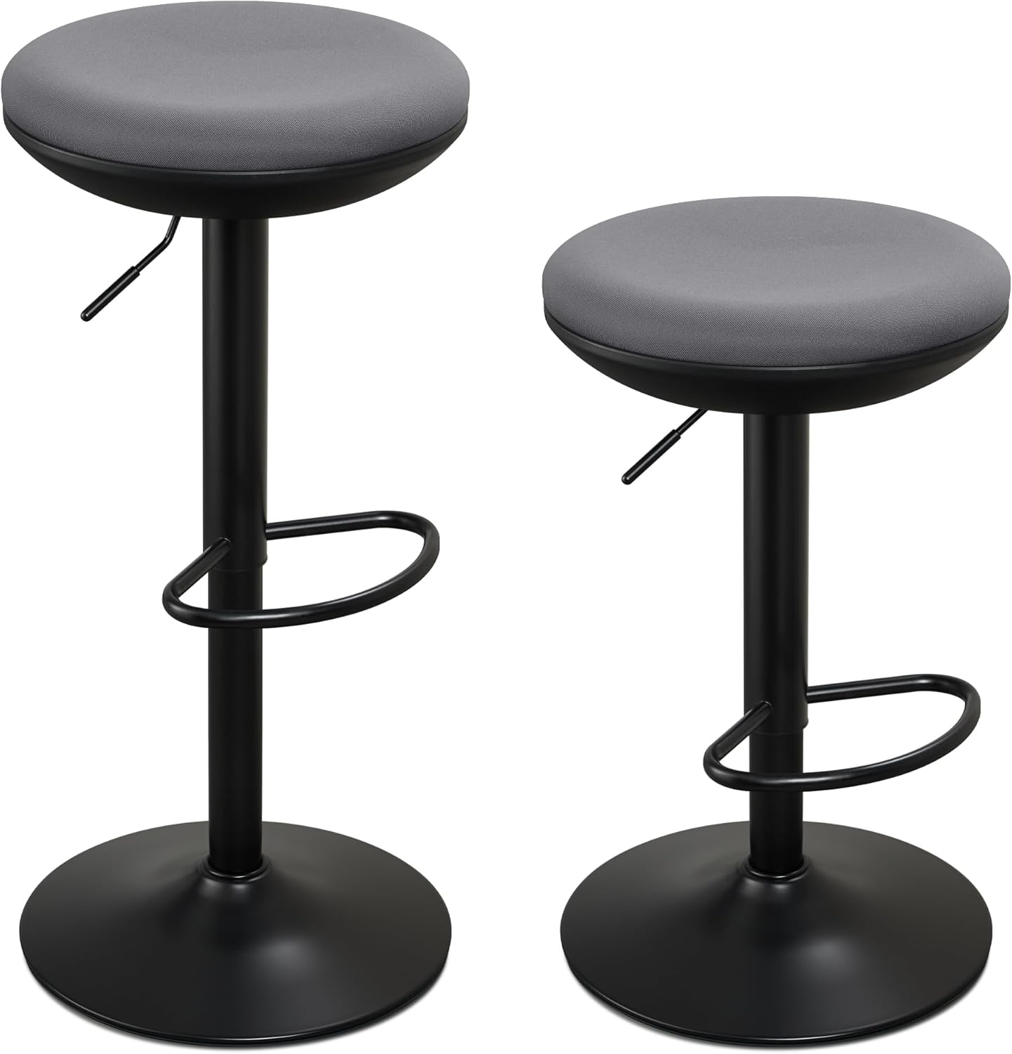 IWMH Bar Stools Set of 2,Adjustable Swivel Bar Stools,Backless Round ...