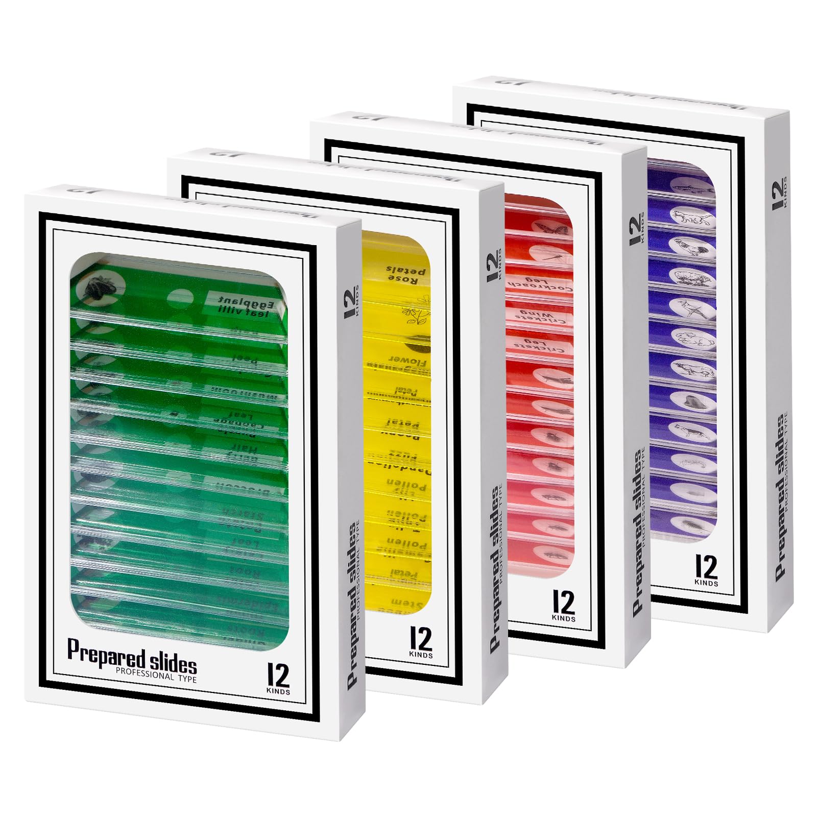 48Pcs Plastic Prepared Microscope Slides for Kids, Animals Plants ...