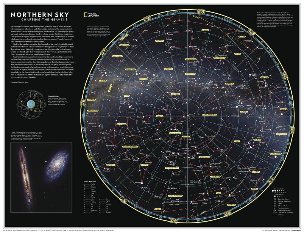National Geographic Maps: Charting the Heavens, Northern Sky Wall Map ...