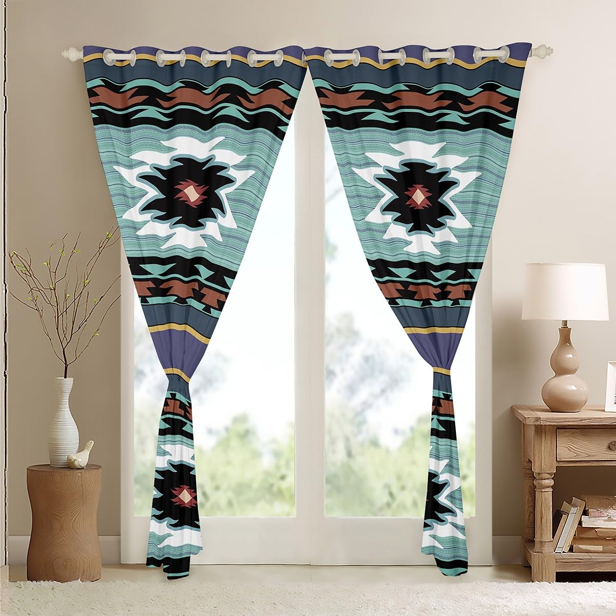 Western Cross With Turquoise Curtains
