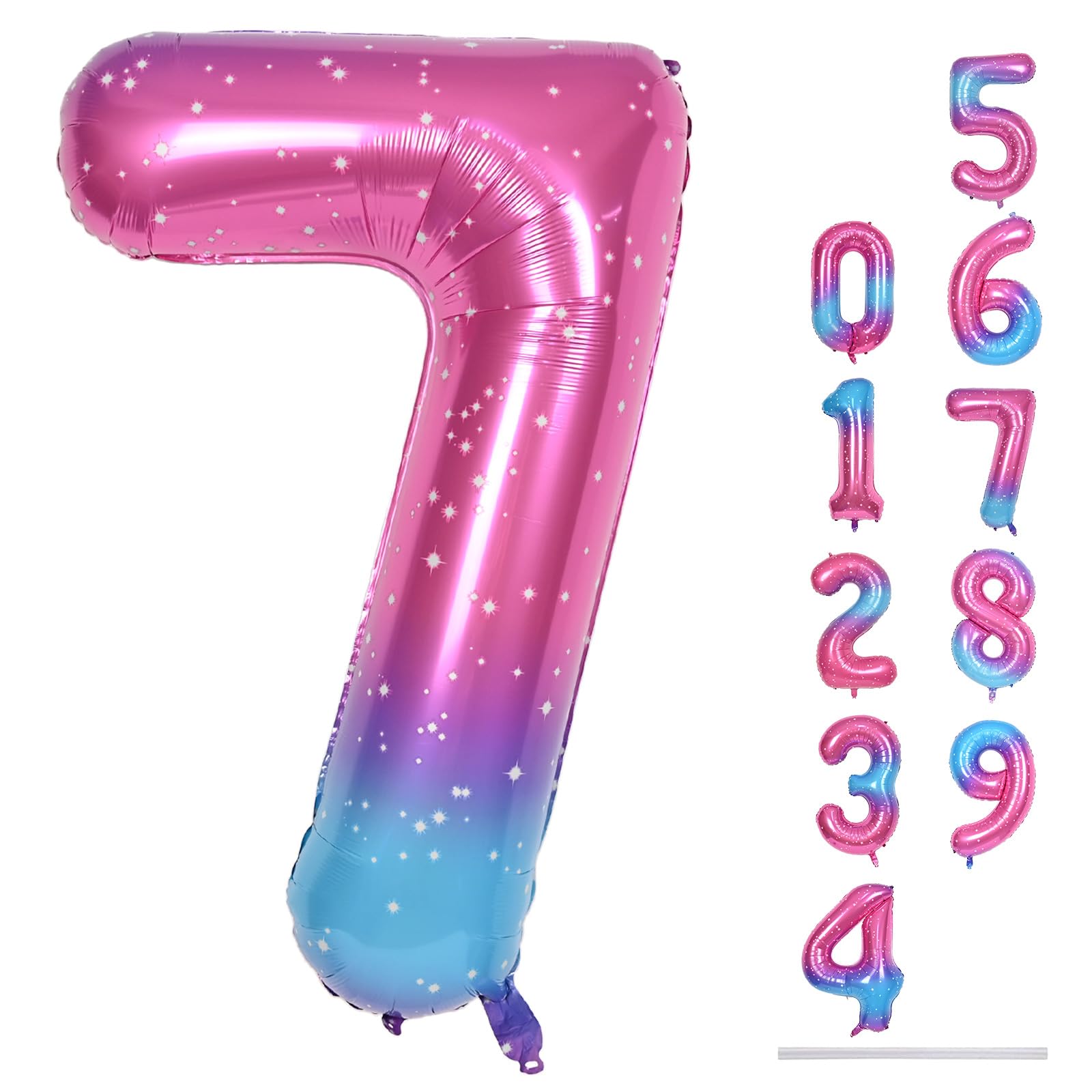 Amazon.com: 40'' Rainbow Number 7 Balloons, Giant Self Inflating ...
