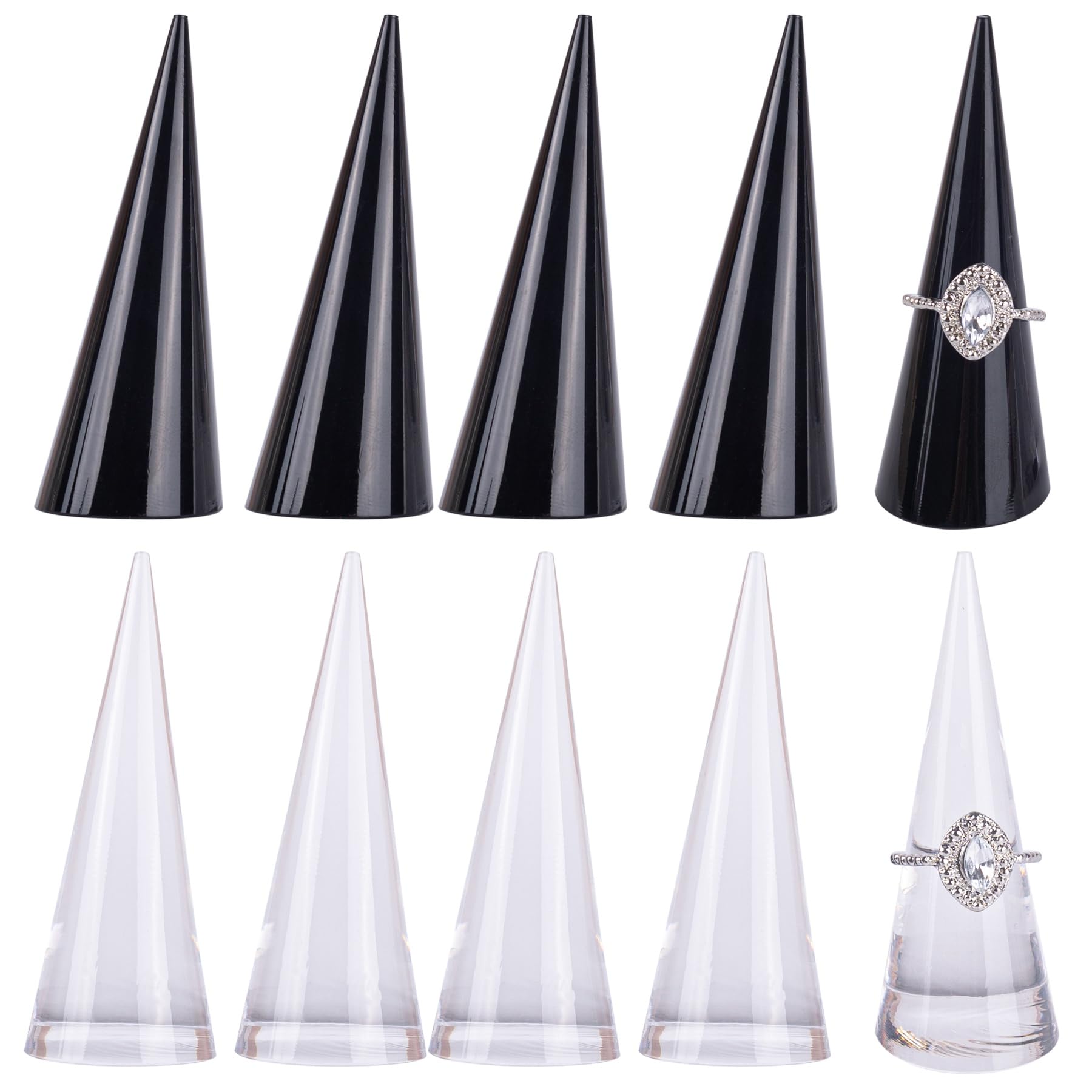 Amazon.com: AUEAR, 10 Pack Acrylic Ring Holder Cone Ring Display Holder Jewlery Ring Stands ...