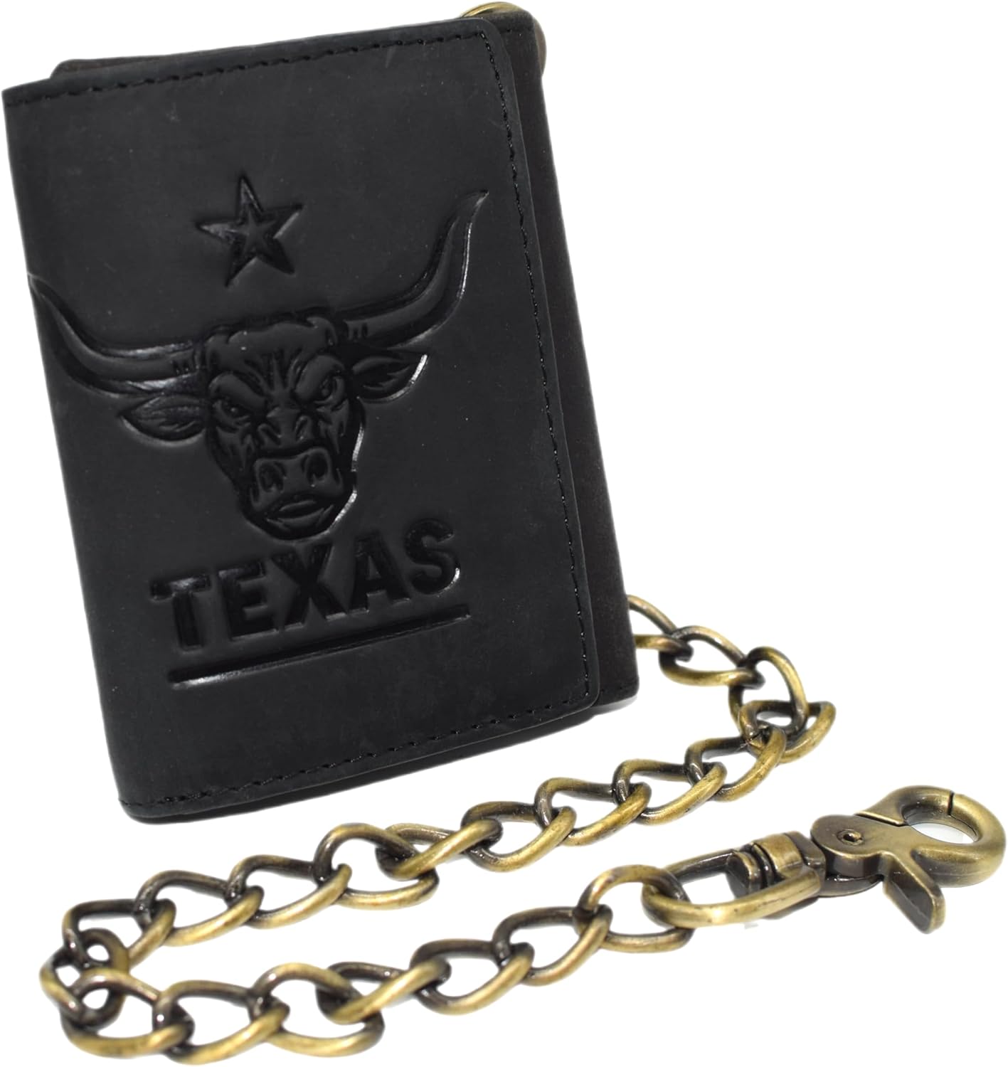 Amazon.com: MARSHAL Men’s Leather Texas Bull Chain Wallet – Trifold ...