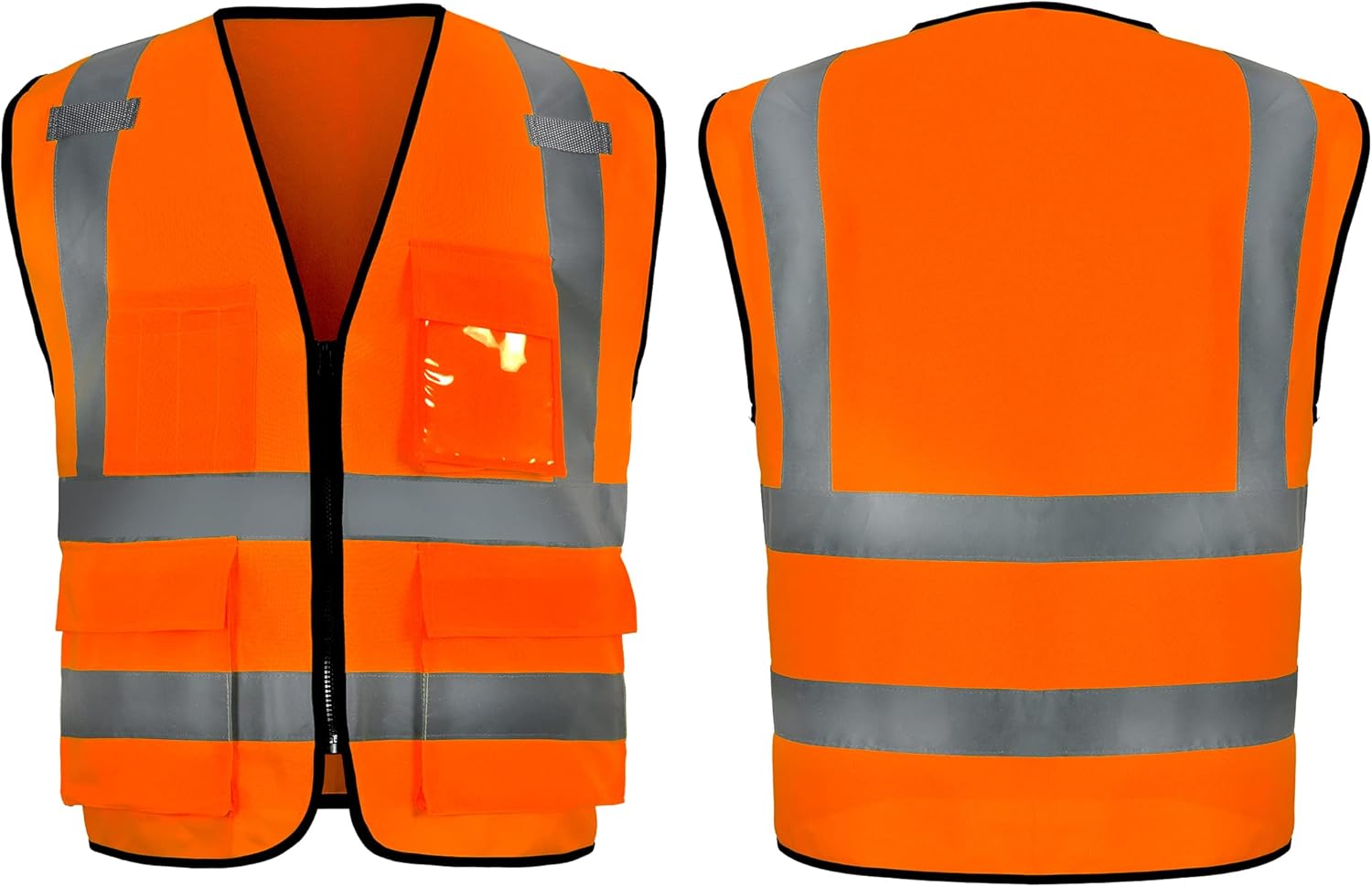 sesafety Reflective Safety Vest with Pockets and Zipper, High ...