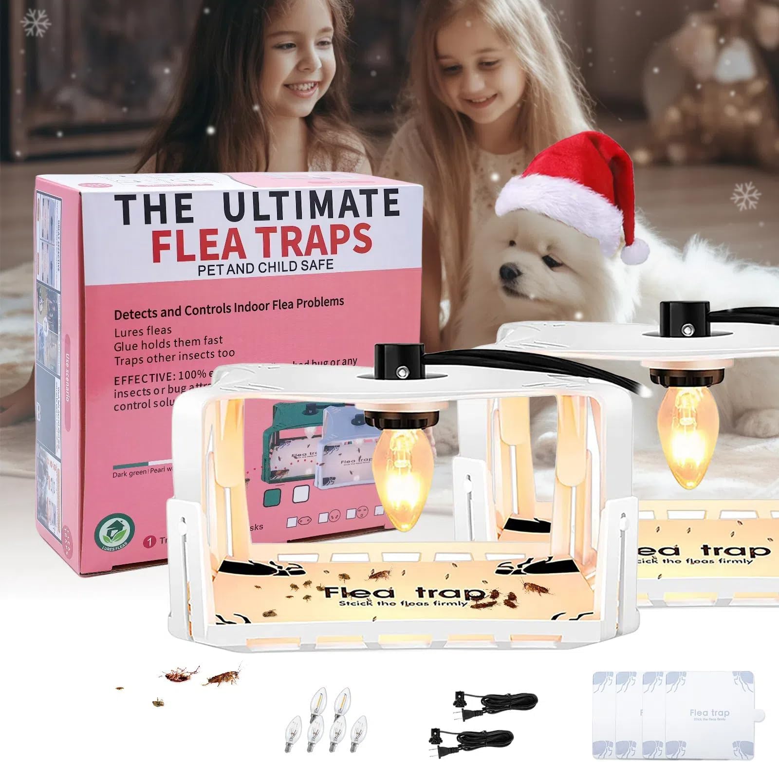 Amazon.com : Kittmip 4 Pcs Flea Traps with 8 Sticky Discs for Inside ...