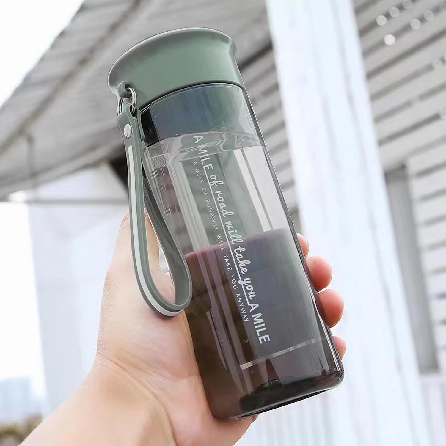 Amazon｜IOLOYU 水筒 450ml ウォーターボトル プラスチック クリアボトル 洗いやすい 軽量 水 おしゃれ 透明 水筒 広口 直飲み アウトドア キャンプ bpaフリー ...