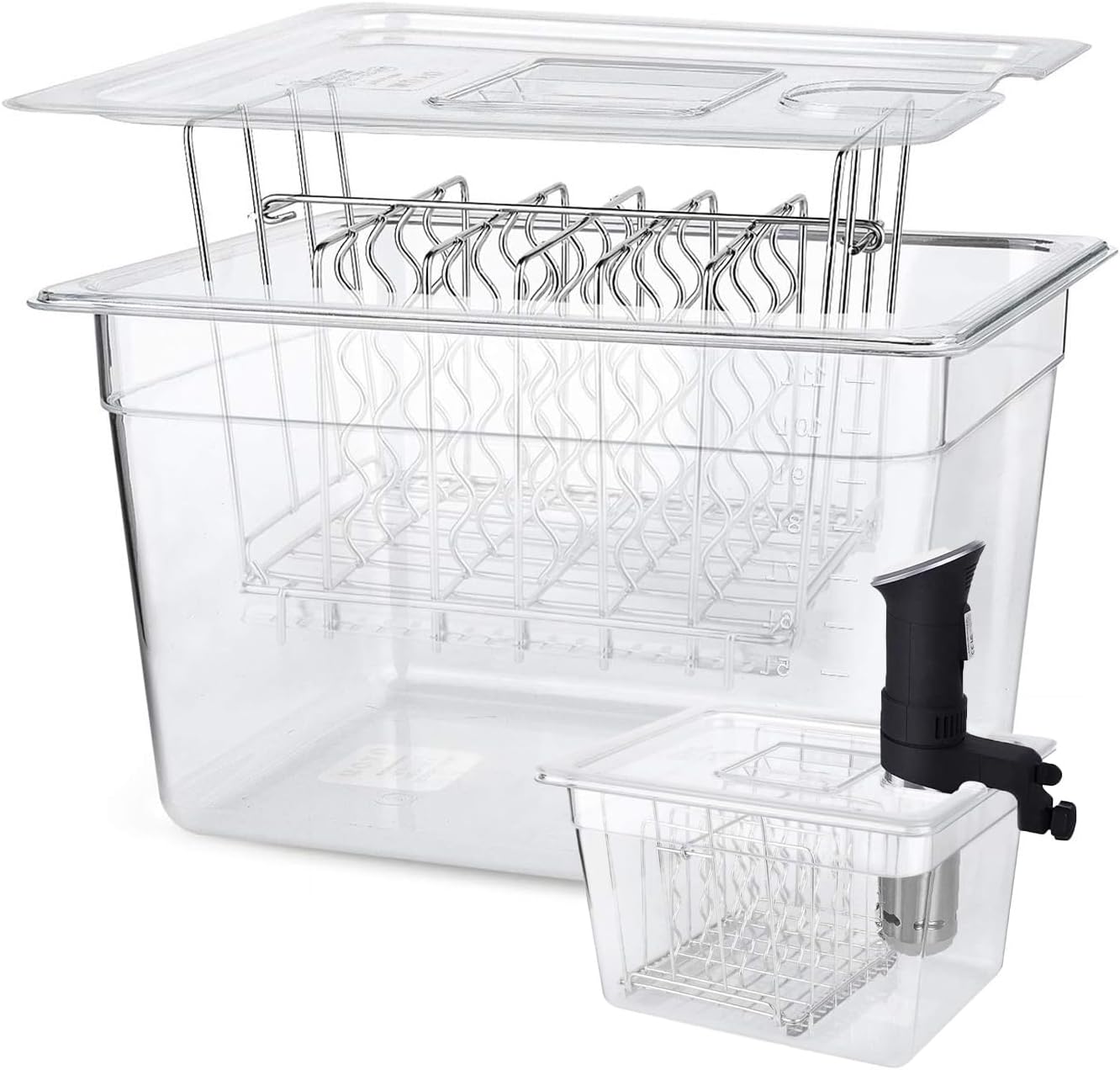 Sous Vide Container, 11L Sous Vide Rack with Lid & Rack - BPA Free ...