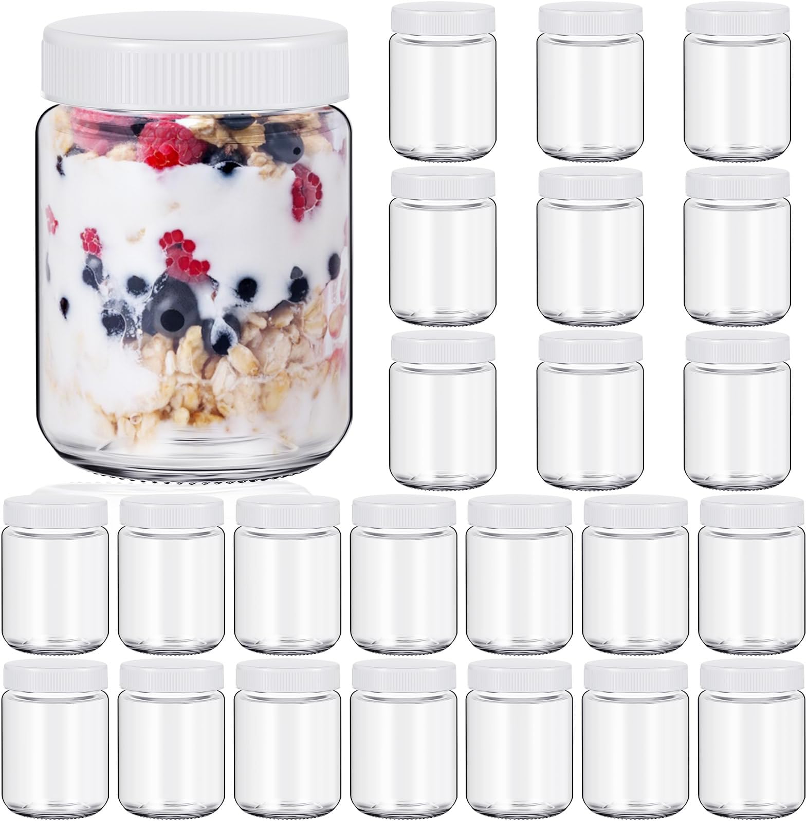 Amazon.com: Baderke 24 pcs Clear Glass Jars with Plastic Lids for ...