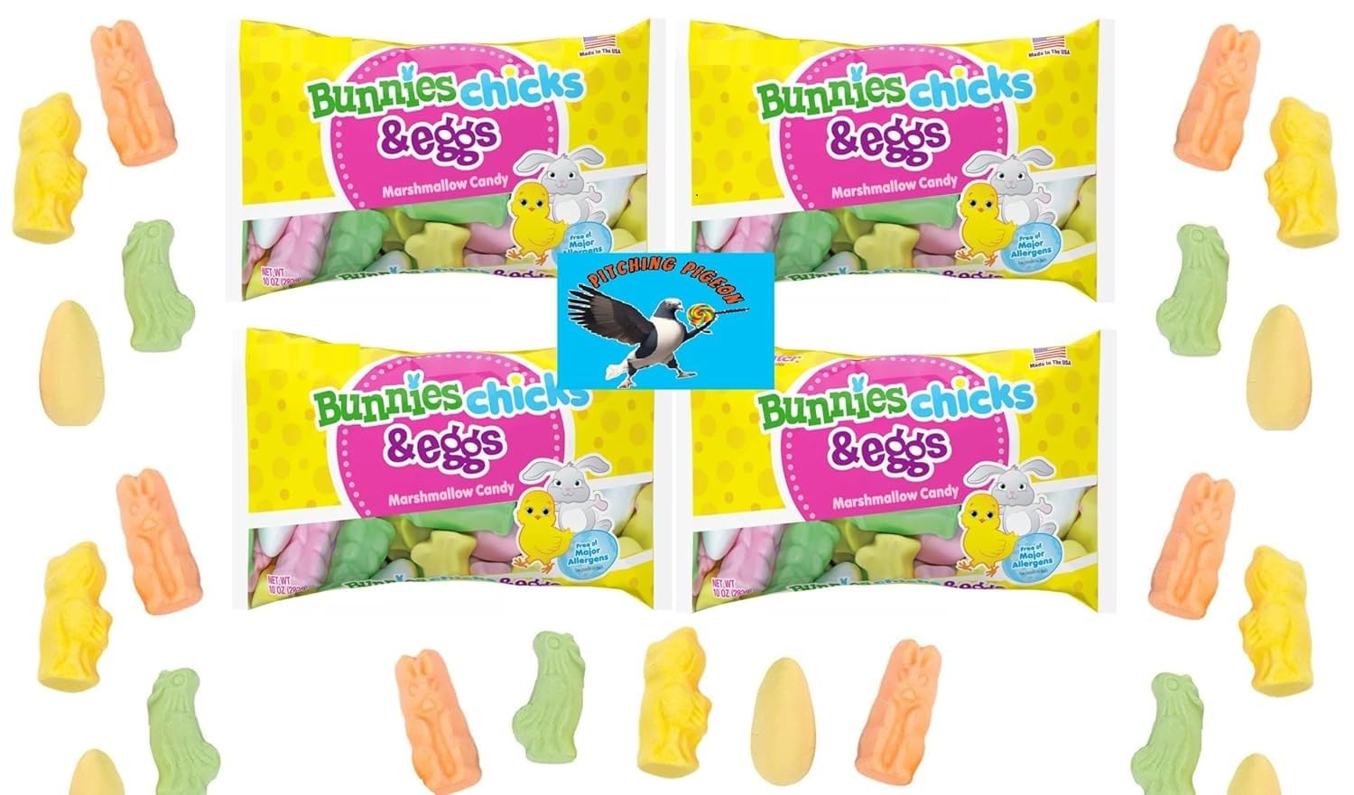 Amazon.com : Bunnies Chicks and Eggs Easter Marshmallow Candy 40oz ...