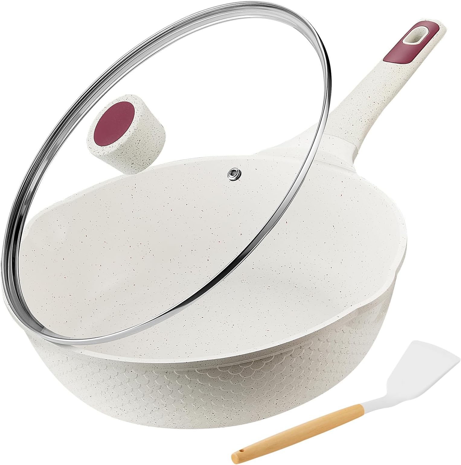 Amazon.com: IKTU Nonstick Deep Frying Pan, 11Inch Nonstick 4Qt Saute ...