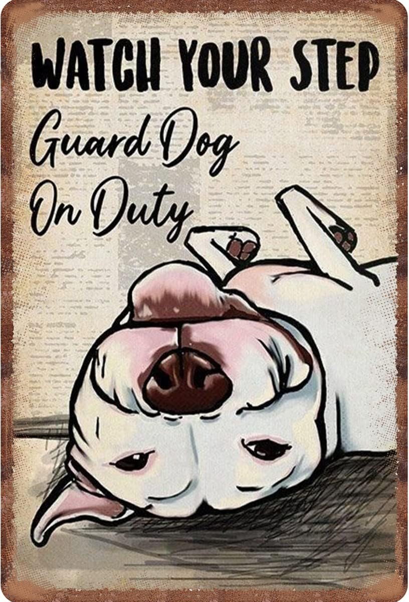 Amazon.com: Watch Your Step Guard Dog On Duty Pitbull Sleeping Dog ...