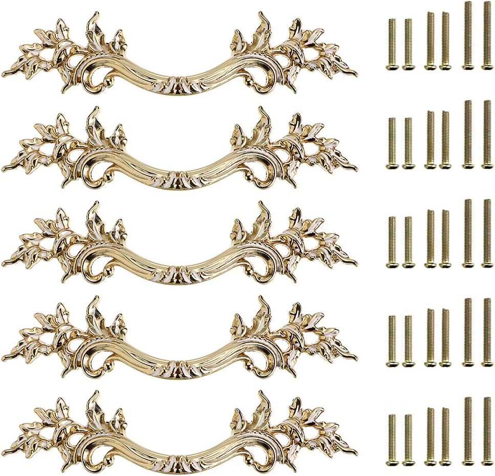 JUXYES Pack of 5 European Style Vintage Cabinet Handles Pulls, Antique ...