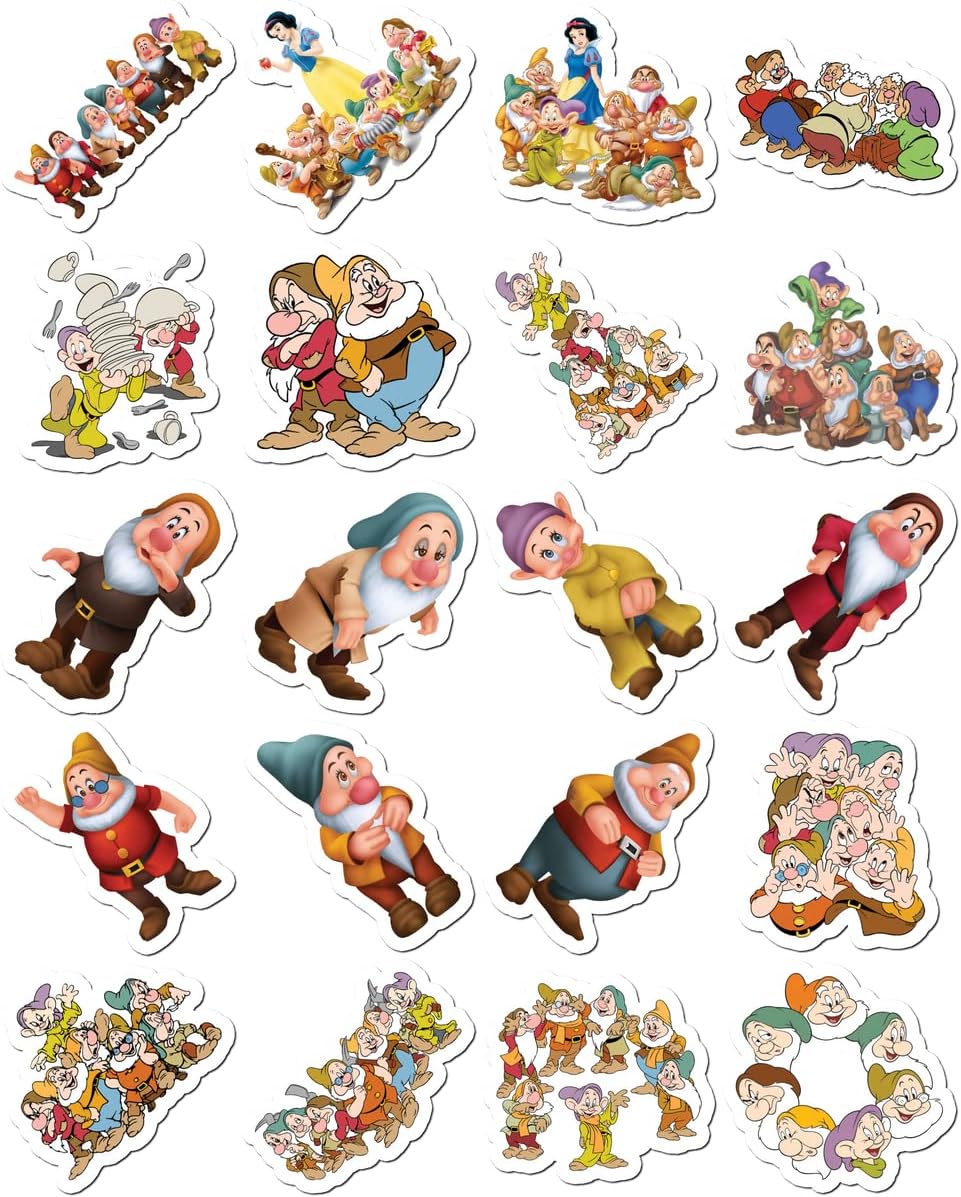 Amazon.com: Stickers 20 Pcs Per Pack Seven Waterproof Dwarfs Colorful ...