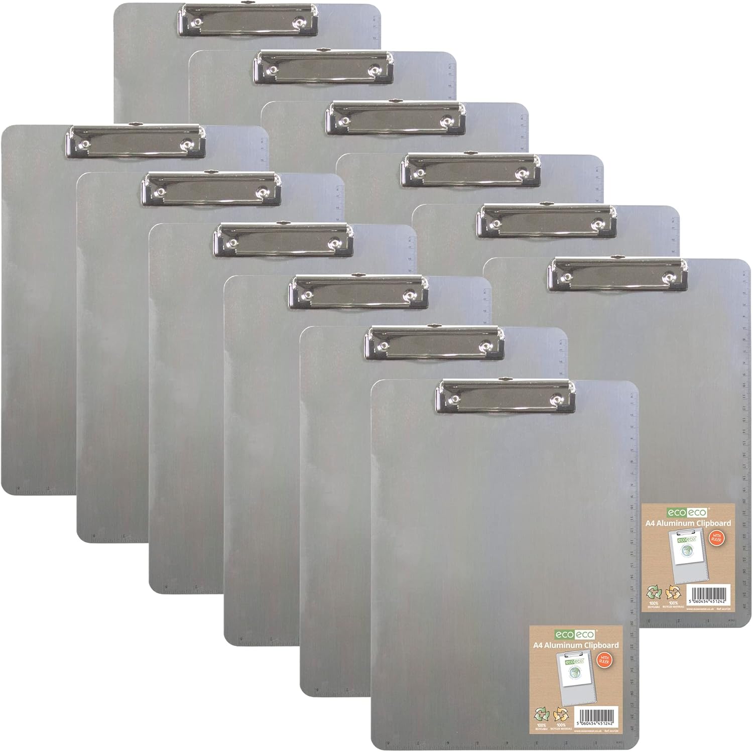 Klemmbrett aus Aluminium, A4, mit Metallclip und Maßen, 12 Stück ...