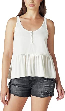 Lucky Brand Women's Sandwash Rib Henley Tank at Amazon Women’s Clothing ...