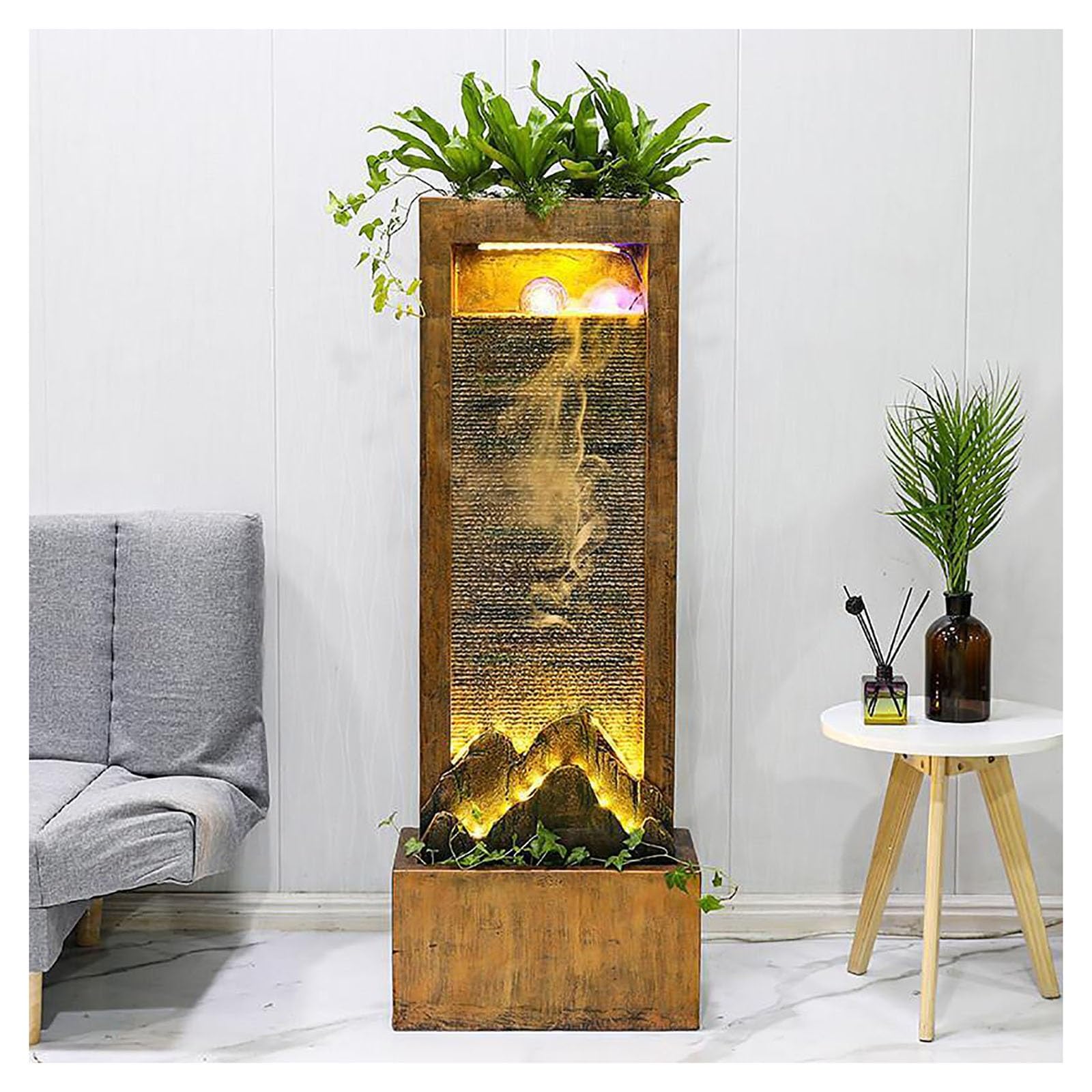Water Fountain With LED Pump,Garden Water Features,Outdoor Waterfalls ...