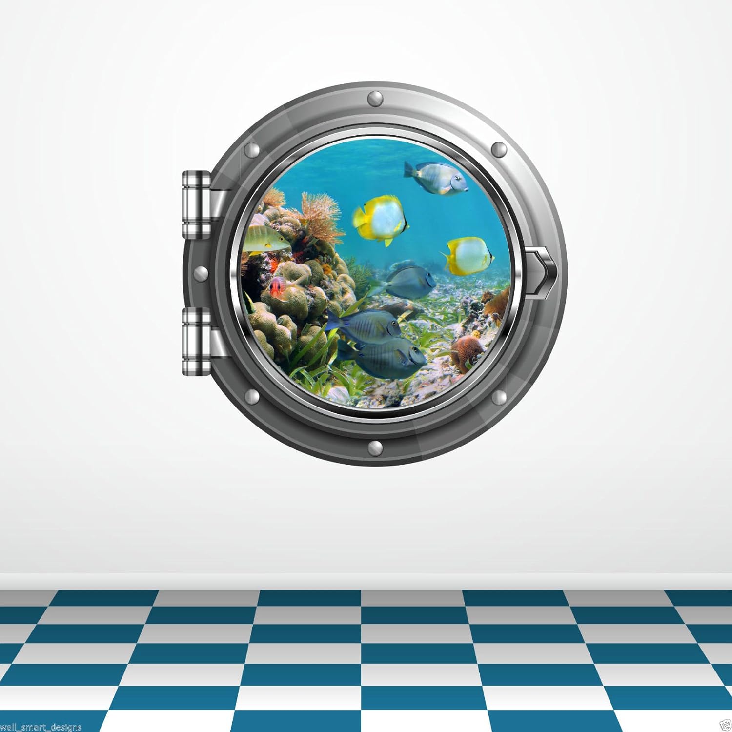 Full Colour Aquarium Tropical Fish SEA Porthole Wall Sticker Bathroom ...