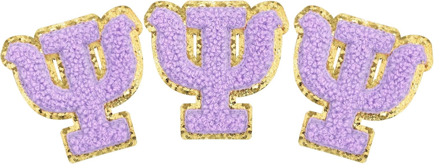Amazon.com: VGROSIA 3PCS Greek Letter Patches Iron On Purple Glitter ...