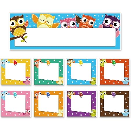 Amazon.com: AnyDesign 45Pcs Colorful Owls Name Tags Labels Cutouts with ...