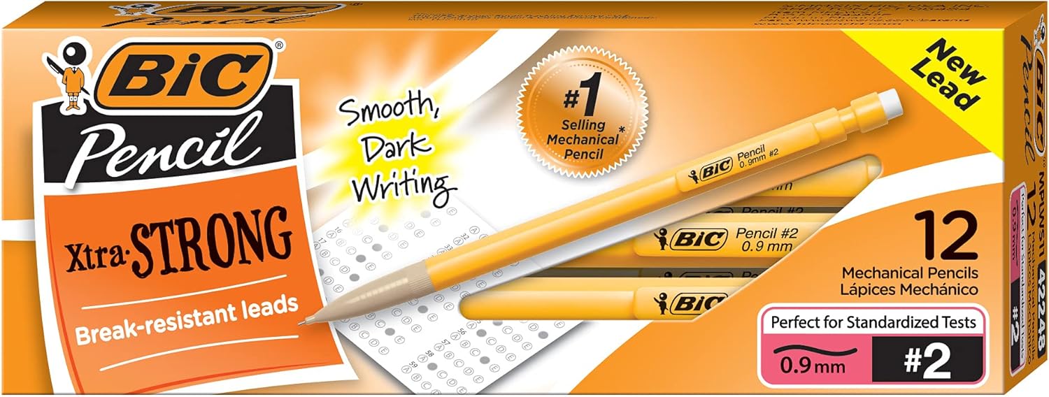 Amazon.com : BIC Xtra-Strong Mechanical Pencil, Yellow Barrel, Thick ...