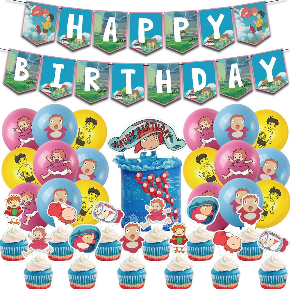 Buy Ponyo Birthday Party Decorations, 32 pieces Ponyo and Sousuke ...