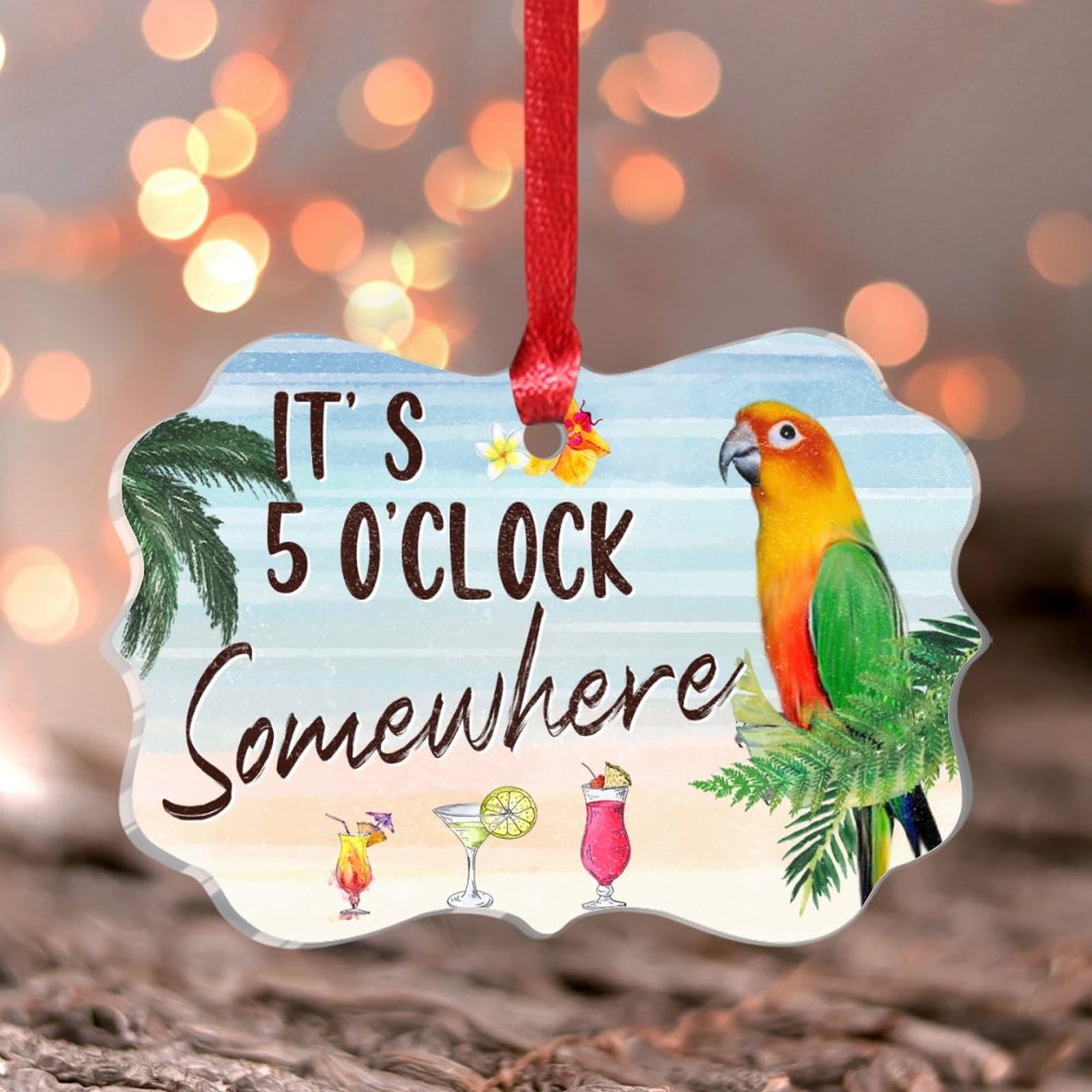 Amazon.com: It's Five O'clock Somewhere Christmas Ornaments Macaw ...
