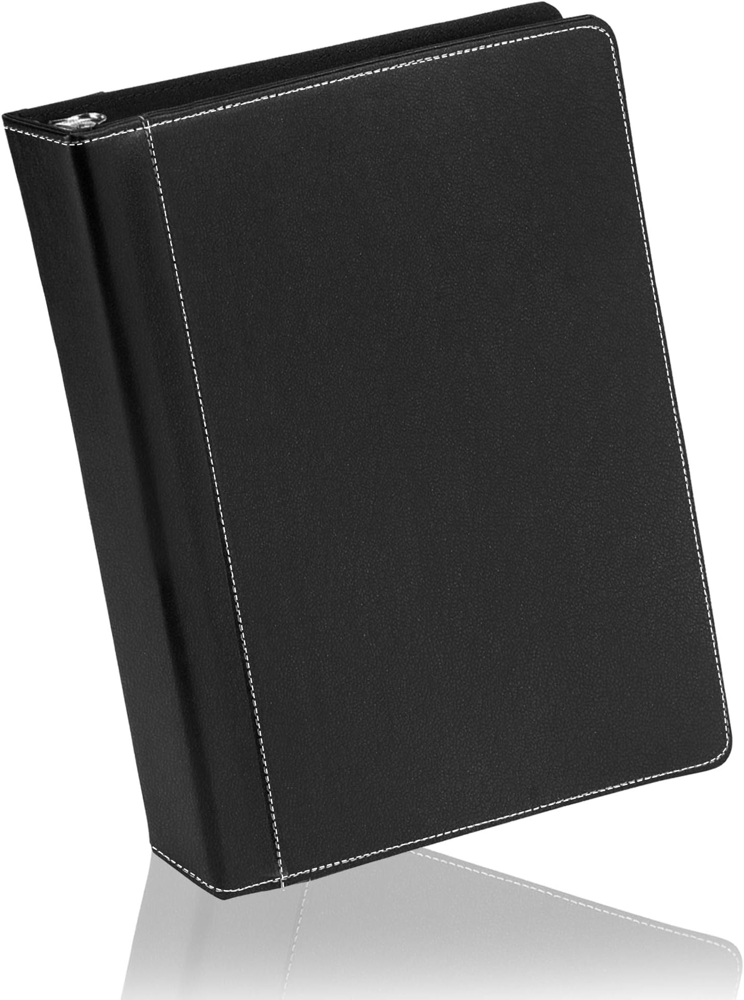 Amazon.com : Twain Black Contrast Stitched Vegan Leather Binder with ...