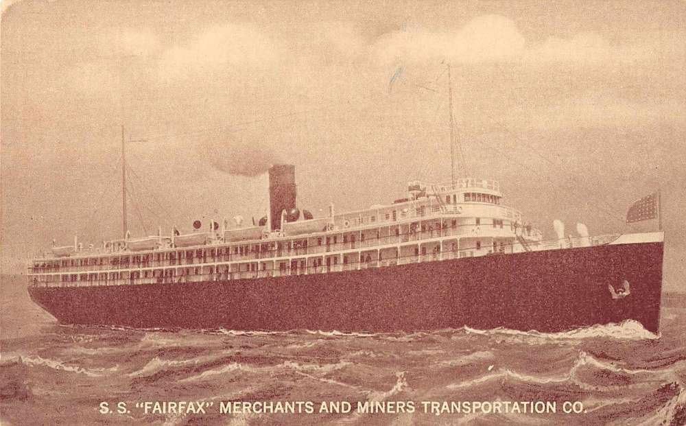 Merchants and Miners Transportation Co SS Fairfax Antique Postcard ...