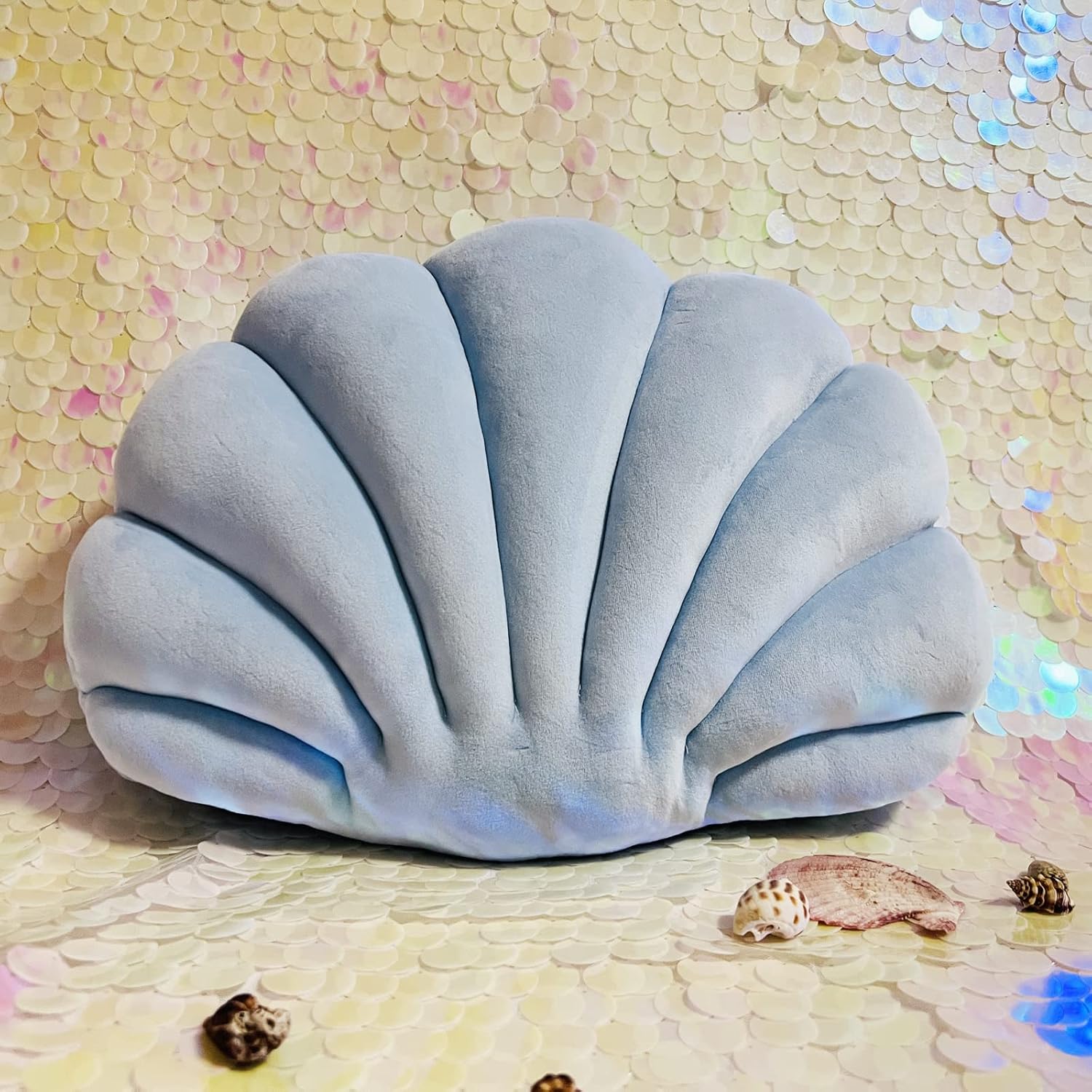 Amazon.com: YRXRUS Shell Throw Pillows, Light Blue Shell Shaped Pillow ...