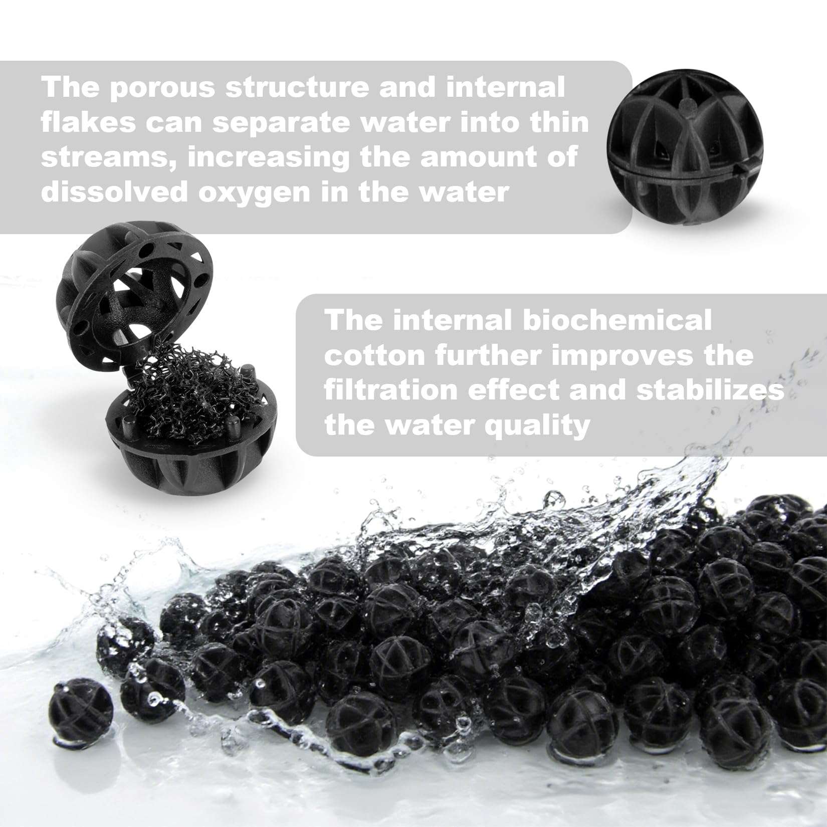 Snapklik.com : RAINFLOW Aquarium Bio Balls - 100pcs Black Bulk Sump ...