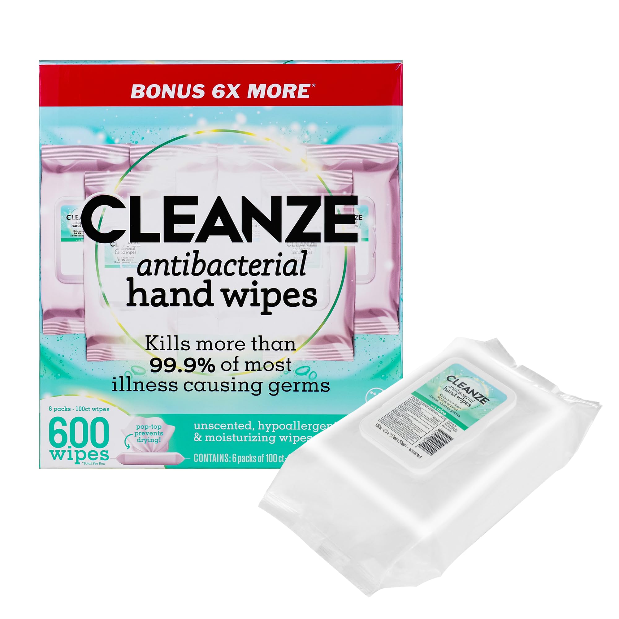 Amazon.com: Cleanze Antibacterial Hand Sanitizing Wipes | Hand Wipe ...