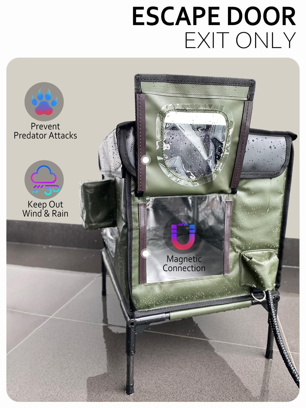 Snapklik.com : Army Green Heated Cat House For Outside, Fully ...