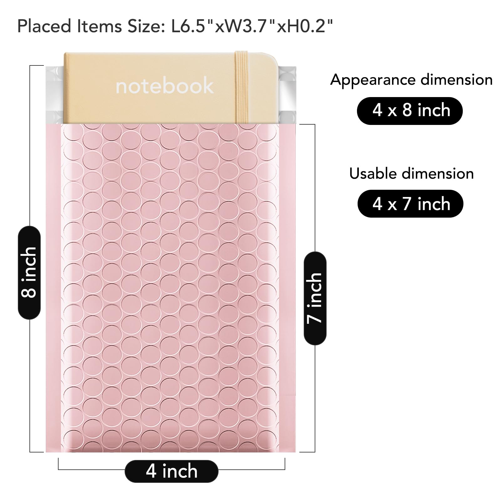 Snapklik.com : Small Bubble Mailers 4x8" 100 Pack Light Pink Bubble ...