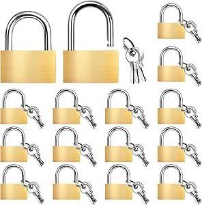 Elesunory 16 Pack Small Padlock with Key, 30mm Solid Brass Padlock with ...