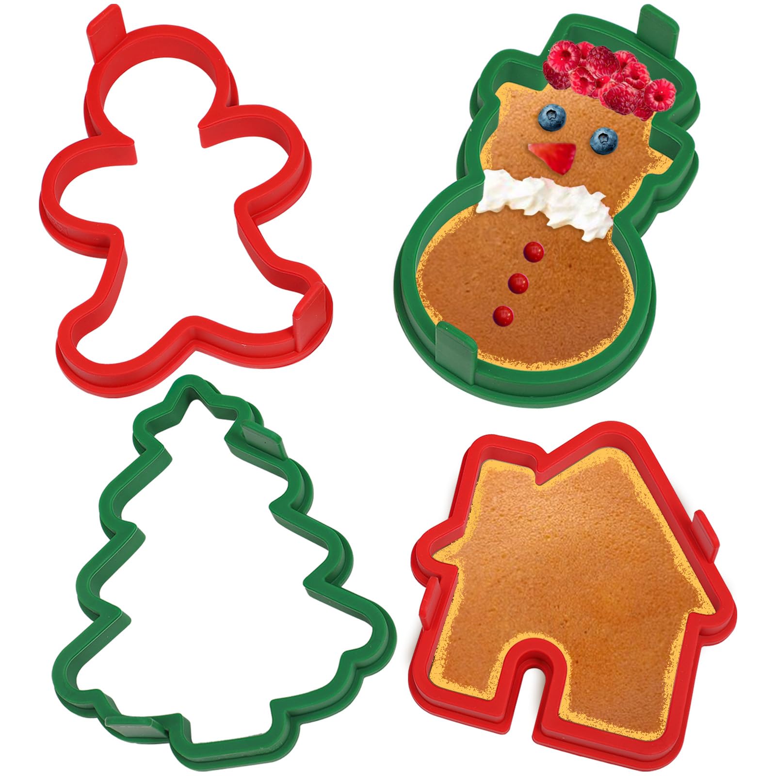 Amazon.com: Kamehame Silicone Pancake Molds for Snowman, Christmas Tree ...
