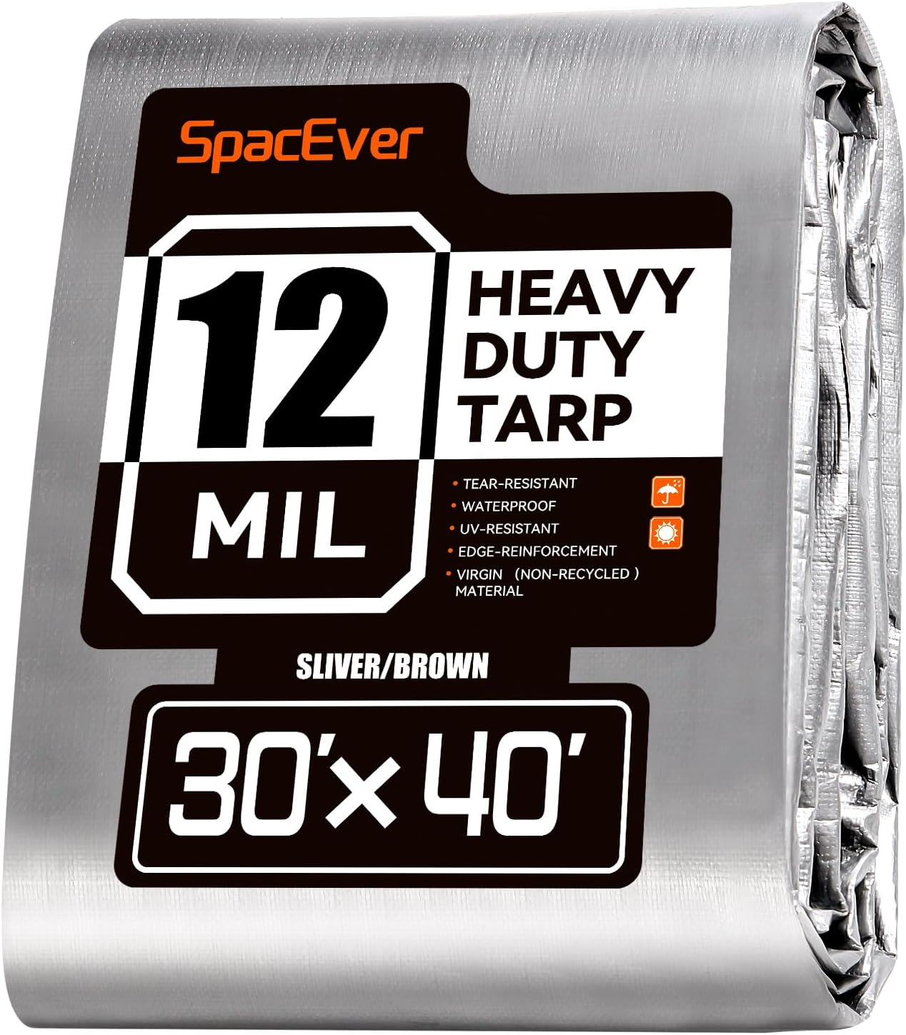 Amazon.com: Spacever Tarp Heavy Duty 30x40 FT, 12 Mil Thick Large Tarps ...