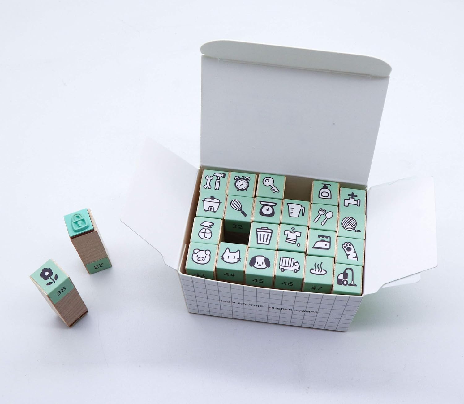 Amazon.com: Micia Crafts 24pcs Diary Routine Wooden Rubber Stamp Set-Live