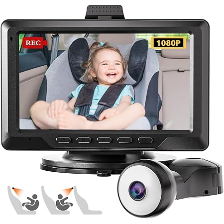 Amazon.com : Luckview BM1 Baby Car Camera, 5'' 1080P Mirror Monitor ...