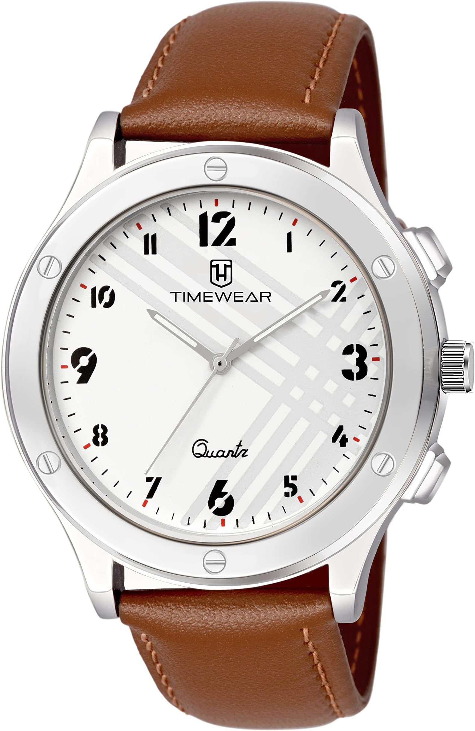 TIMEWEAR Leather Analog White Roman Dial Brown Strap Watch For Men ...