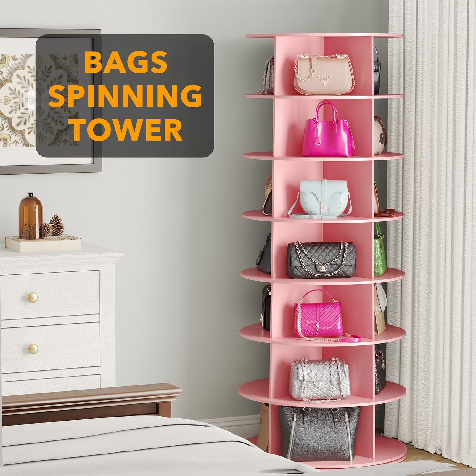 Snapklik.com : SpaceAid 7 Tier Rotating Shoe Rack Tower, Spinning Shoe ...