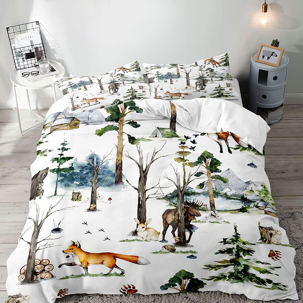 Amazon.com: VIVIHOME 2PCS Woodland Animals Duvet Cover Set, Twin ...