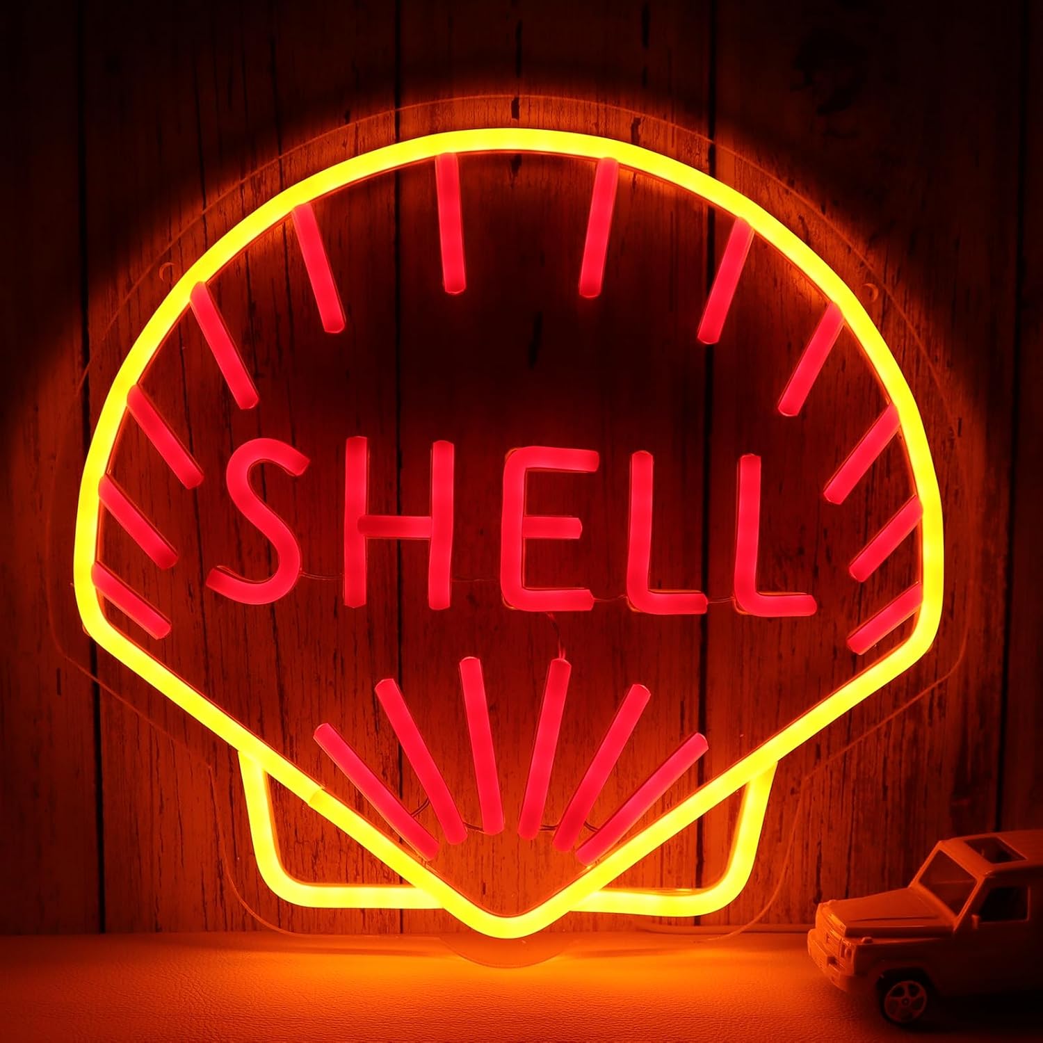 Amazon.com: WonderfulLife Shell Oil Logo Neon Sign for Garage Decor,Led ...