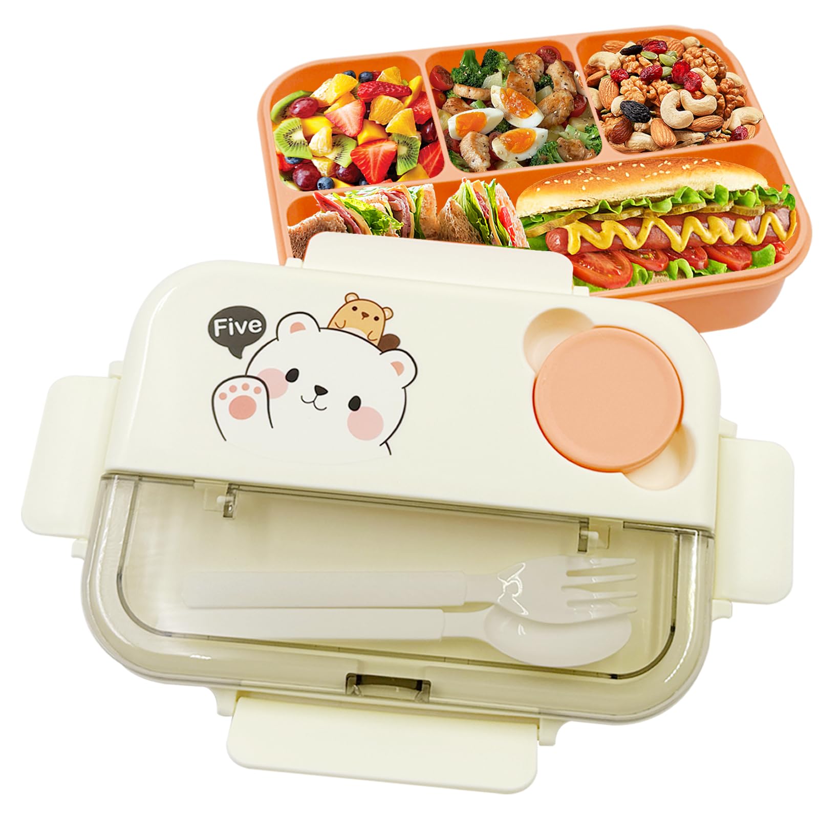 atrccs All-in-one Lunch Box with Utensils and Sauce Jars, Bento Lunch ...