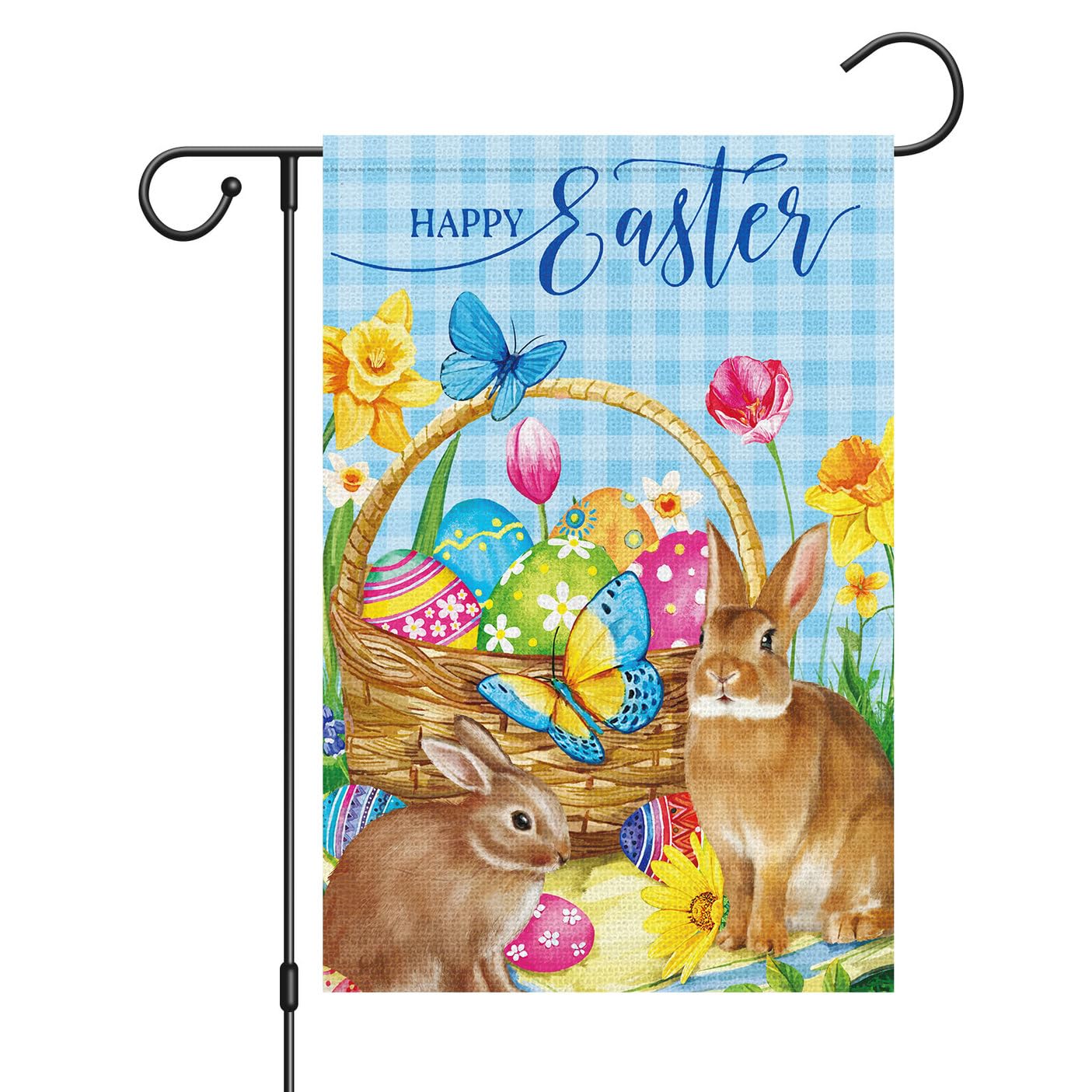 Amazon.com : Louise Maelys Easter Garden Flag 12x18 Double Sided Burlap ...