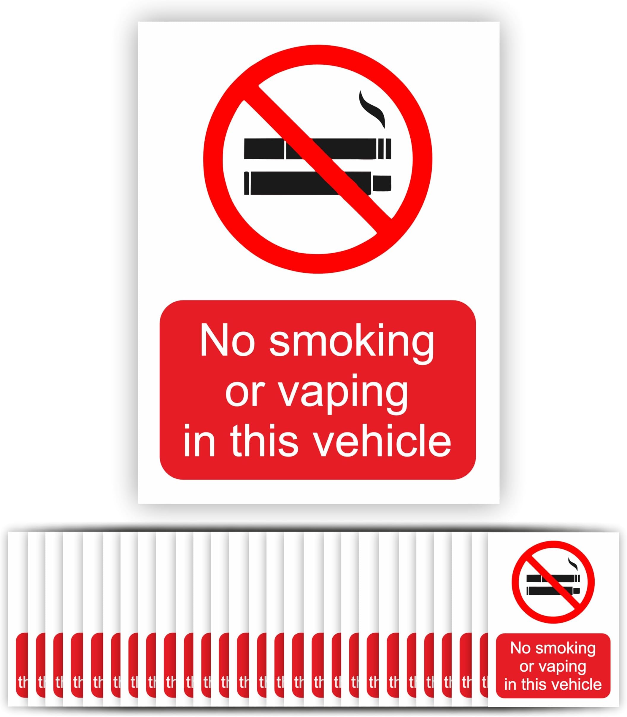 27-Pack Of 75mm x 100mm Self Adhesive No Smoking Signs For Vehicles ...