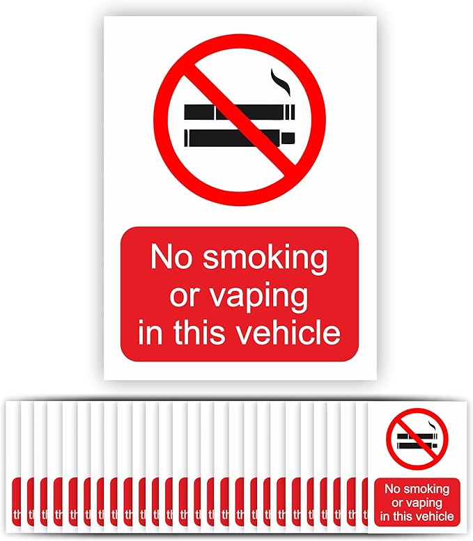 27-Pack Of 75mm x 100mm Self Adhesive No Smoking Signs For Vehicles ...