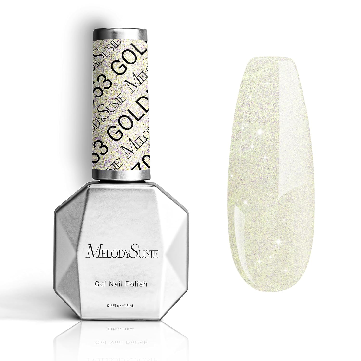 Amazon.com : MelodySusie White Glitter Gel Polish, 15ml Translucent Jelly Glitter White Nail ...