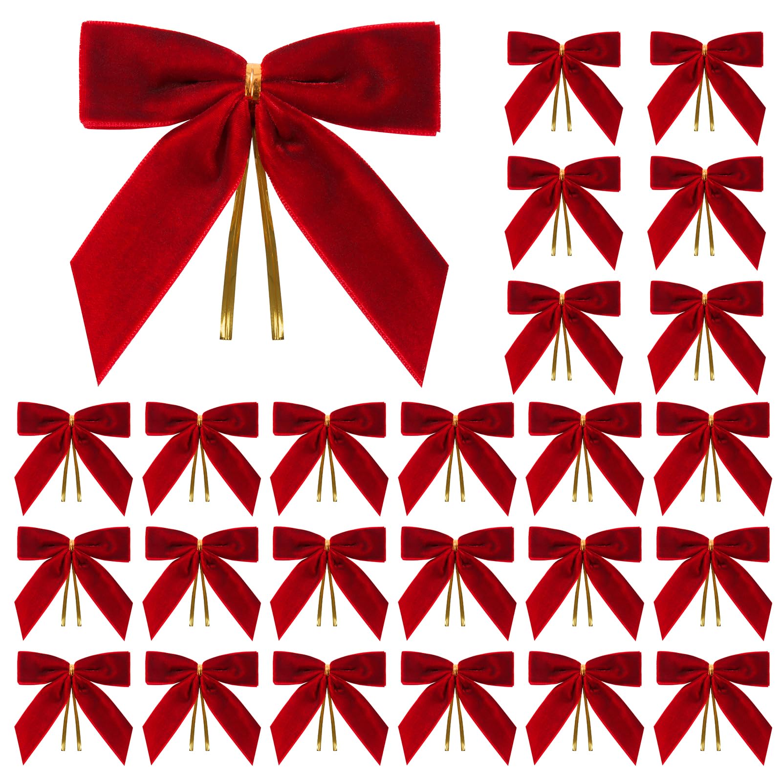 Amazon.com: Utehilly 24 Pcs Red Small Velvet Christmas Bows for ...