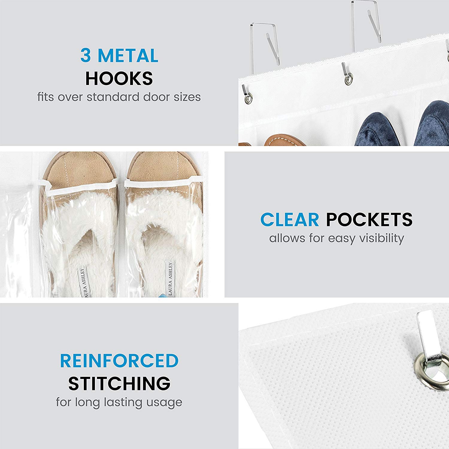 Snapklik.com : Over The Door Shoe Organizer, 24 Pockets - Hanging Shoe ...