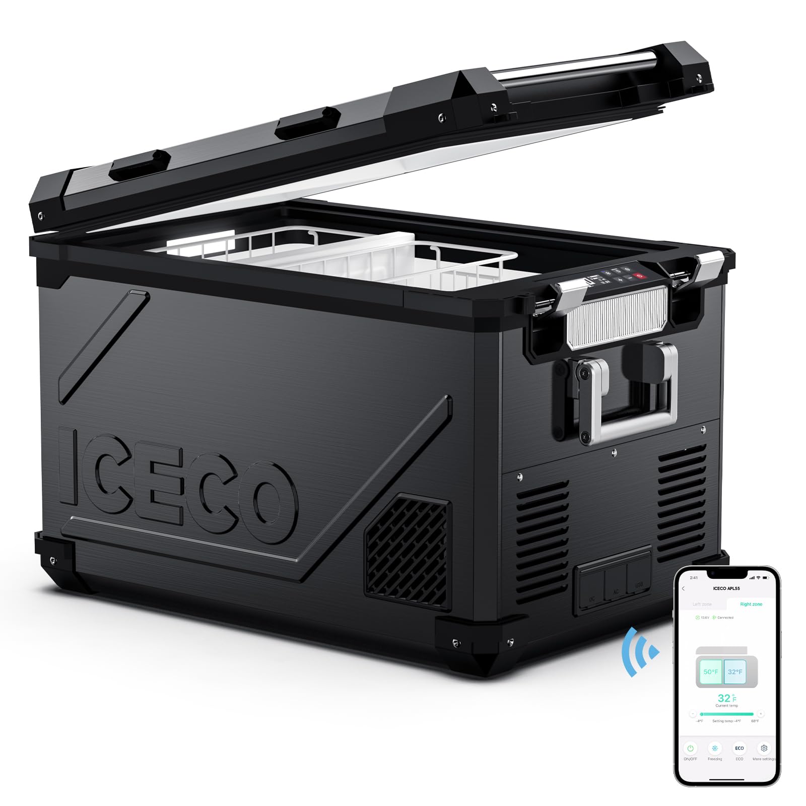 Amazon.com: ICECO APL55 Dual Zone Portable Refrigerator Freezer ...